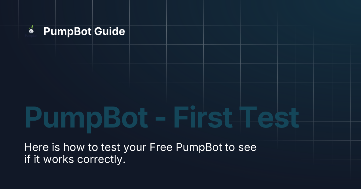 PumpBot - First Test | PumpBot Guide